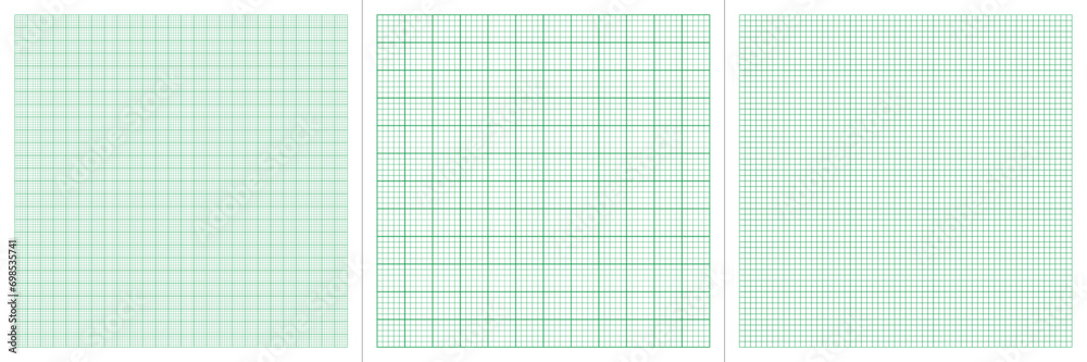 3 Types of square checkered graph paper background green color or ...