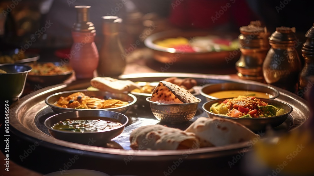 Stunning delicious Indian Thali dish symphony of spices and flavors ...