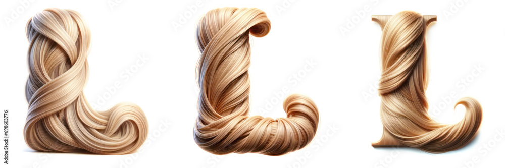 Letter L - Hair Alphabet - Hair Letter set - White background - Glamour ...