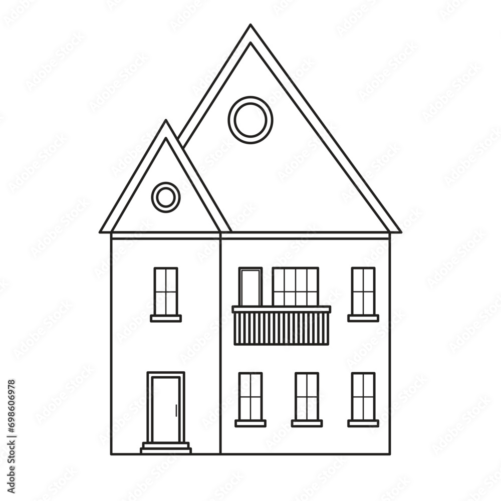 Simple outline house. Vector illustration isolated on white background ...