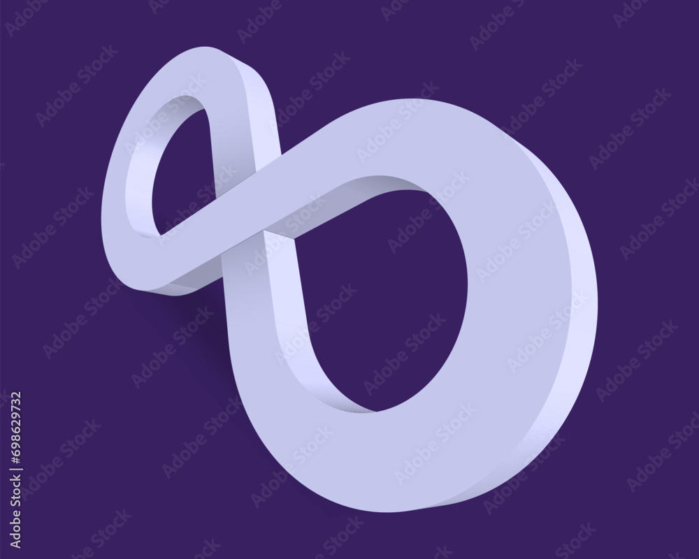 Velvet violet 3D Infinity Symbol on Dark violet Background. Endless ...