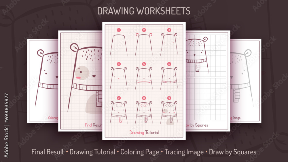 How to Draw a Polar Bear. Step by Step Drawing Tutorial. Draw Guide ...