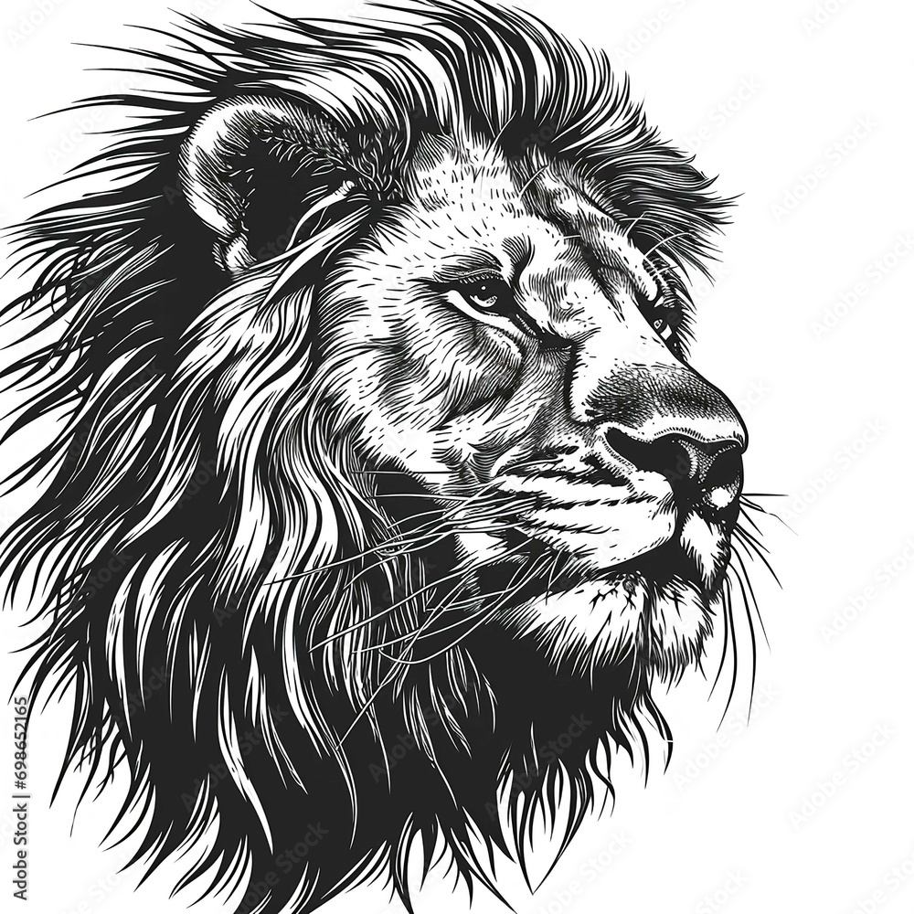 Lion Line Art Vector SVG Coloring Stock Illustration | Adobe Stock