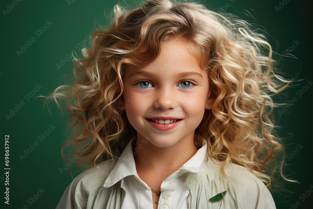 Little cute child kid girl 6-7 years old wearing casual clothes on ...