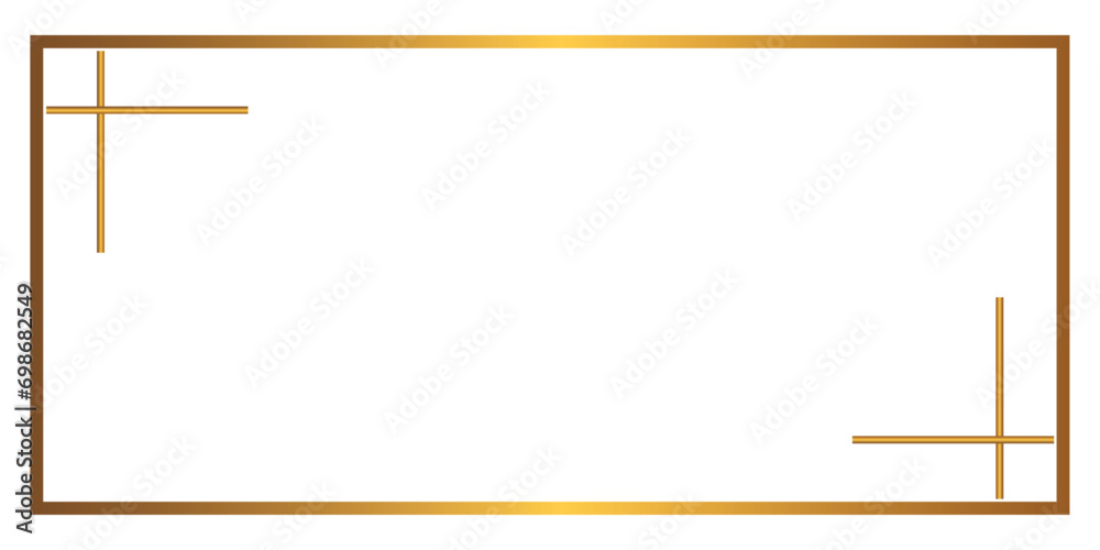 Gold border rectangle. Horizontal golden frame vector illustration on ...