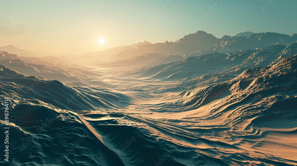 Ilustrace Desert Mirage Illusion: The optical illusion of a desert ...