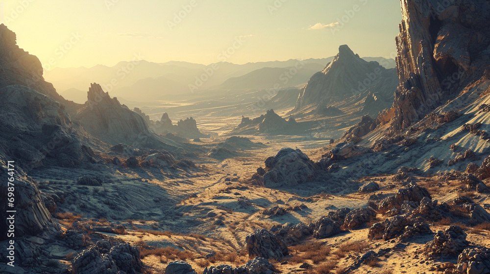 Lunar-Like Landscape: A desolate, lunar-like landscape with rocky ...