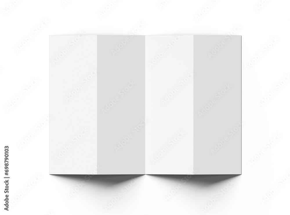 Blank accordion 4 panel fold A4 leaflet renders on transparent ...