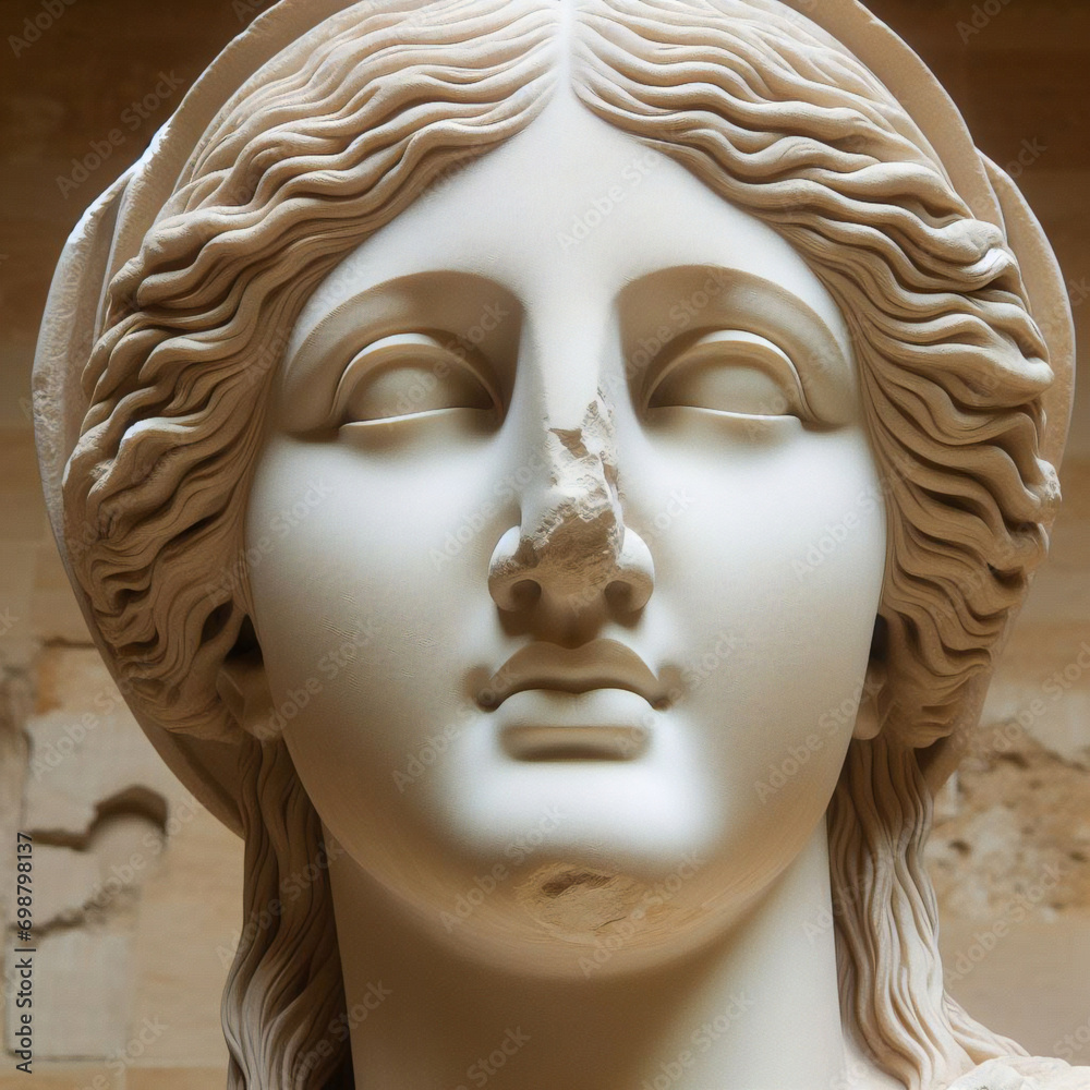 Gypsum ancient statue of Venus de Milo in pastel tone on pastel ...