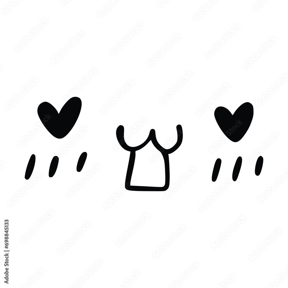 Kawaii's cute face. Manga-style eyes and mouth. Funny cartoon Japanese ...