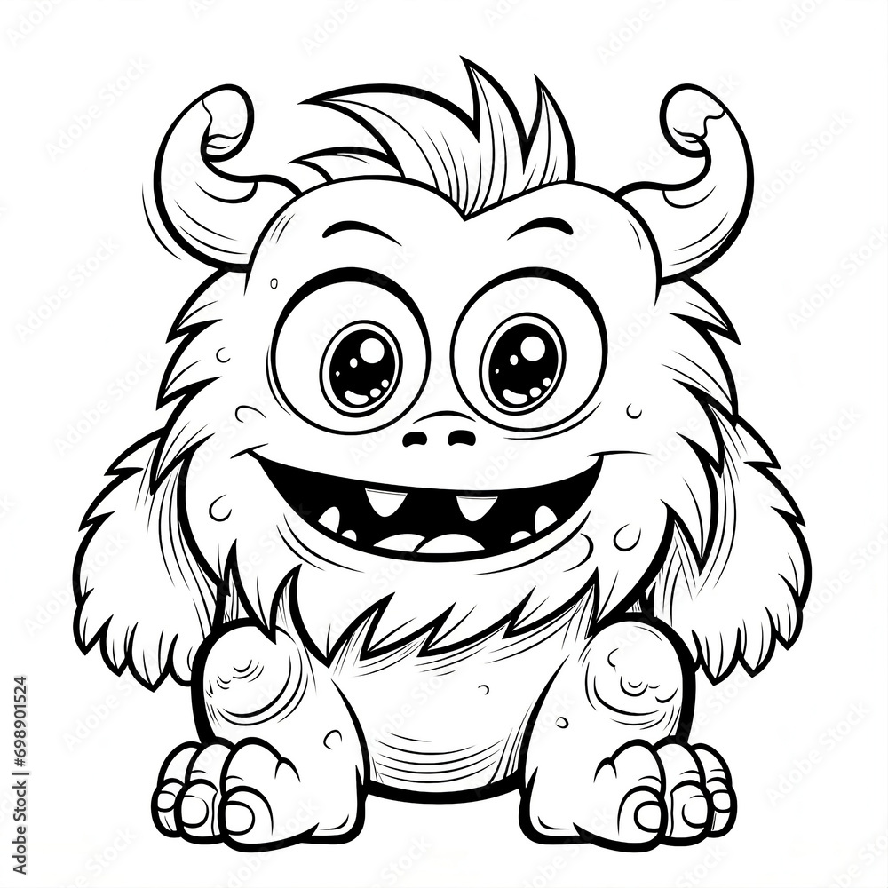 Cute cartoon monster coloring page for kids. Simple animal coloring ...