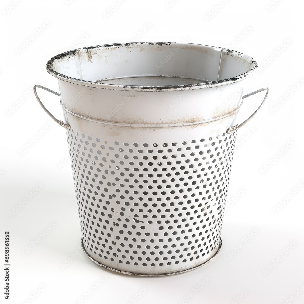 Vintage Perforated Metal Bucket - High-Resolution Isolated Object ...