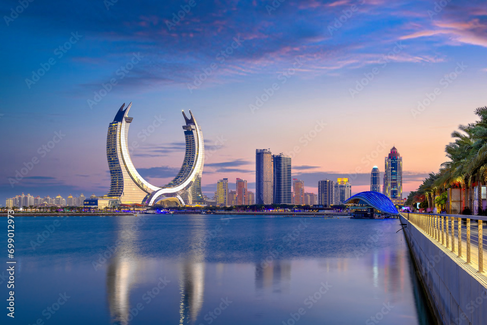 Lusail, Qatar - December 26, 2023: Katara buildings view from Lusail ...