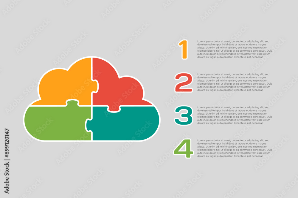 Diagram infographic 4 steps, cloud puzzle Stock Vector | Adobe Stock