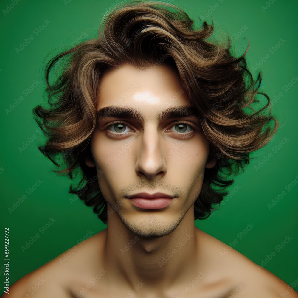 white latino 22 years old man, wavy hair semi long hairstyle, extreme ...