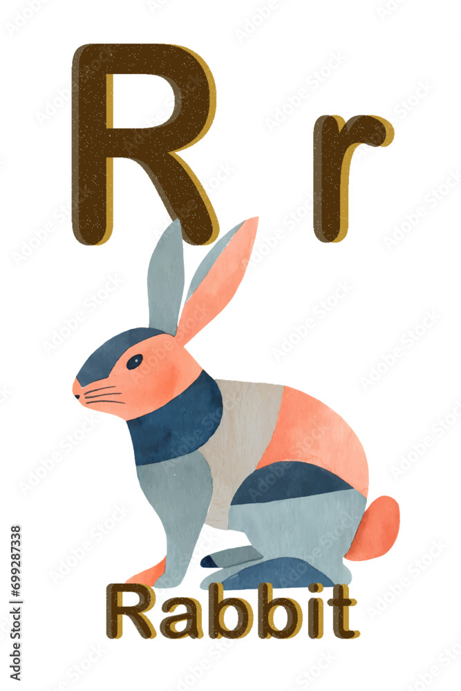 printable animal alphabet card vector graphic resources, letter R / r ...