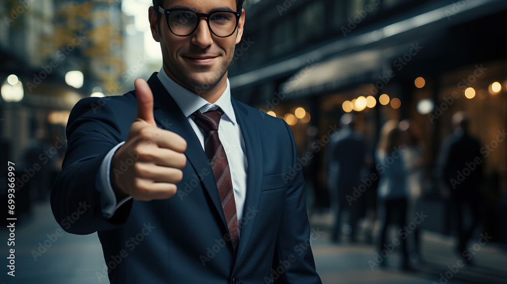 News Reporter Conducting an Interview with a Big Thumbs-Up, Signifying ...