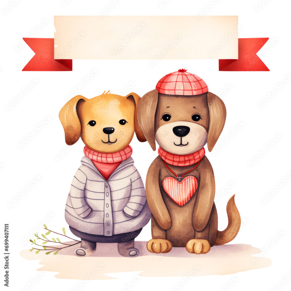 Watercolor Dog Animal Couple Clipart Transparent Background, Valentine ...