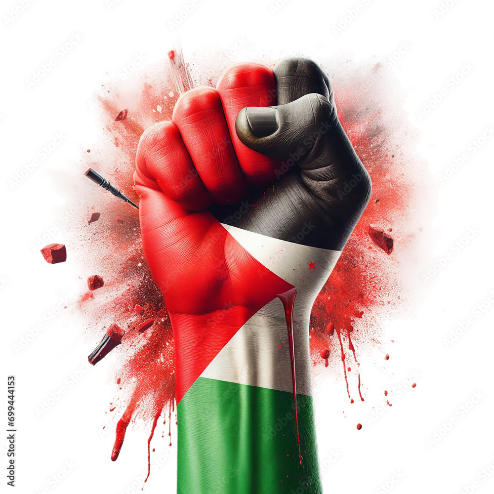 Fist Of Palestine Flag Concept Of Free Palestine Isolated On