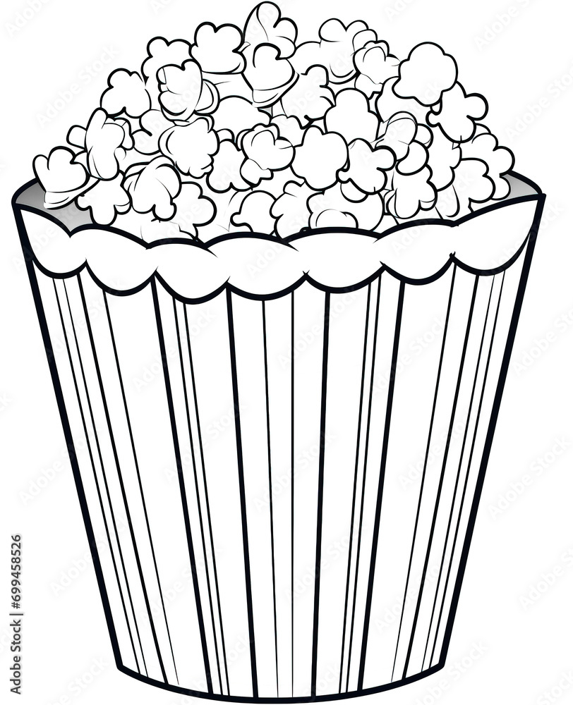 Popcorn coloring page isolated on transparent background Stock ...