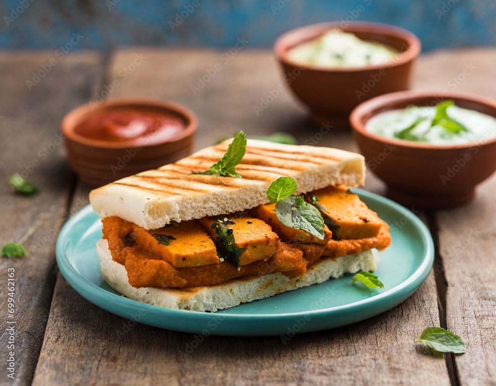 paneer tikka sandwich is a popular indian version of sandwich using ...
