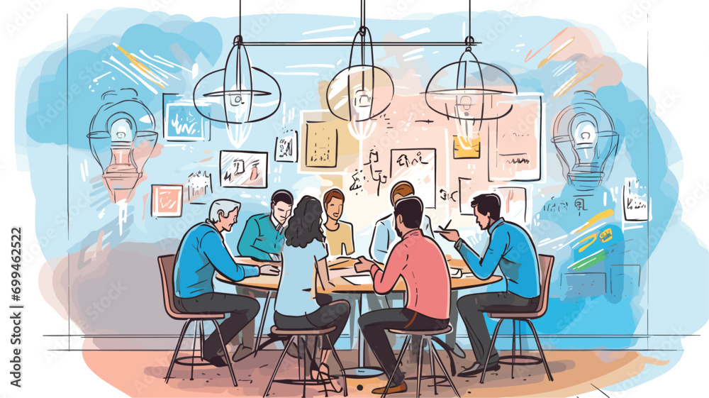 simple Vector Illustration art of Design a vector scene of a team ...