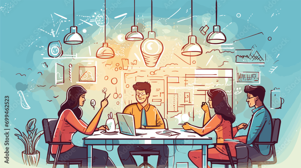 simple Vector Illustration art of Design a vector scene of a team ...