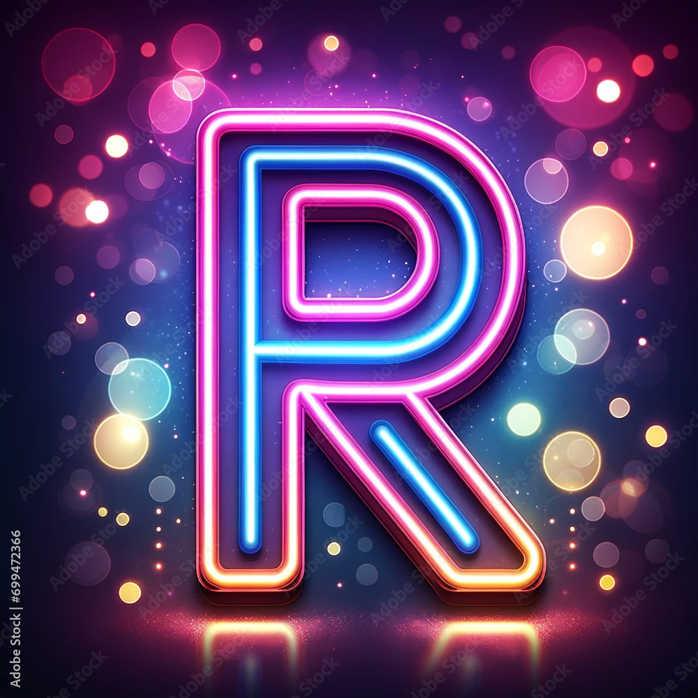 Radiant Neon Letter R, neon, letter R, bright, glow, alphabet, blue ...