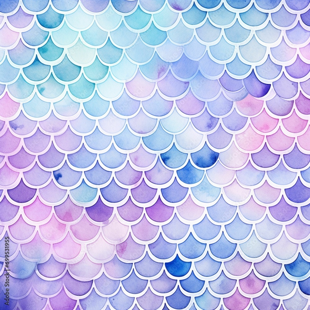 Blue-pink mermaid scales. Colorful fish tale. Underwater sea pattern ...