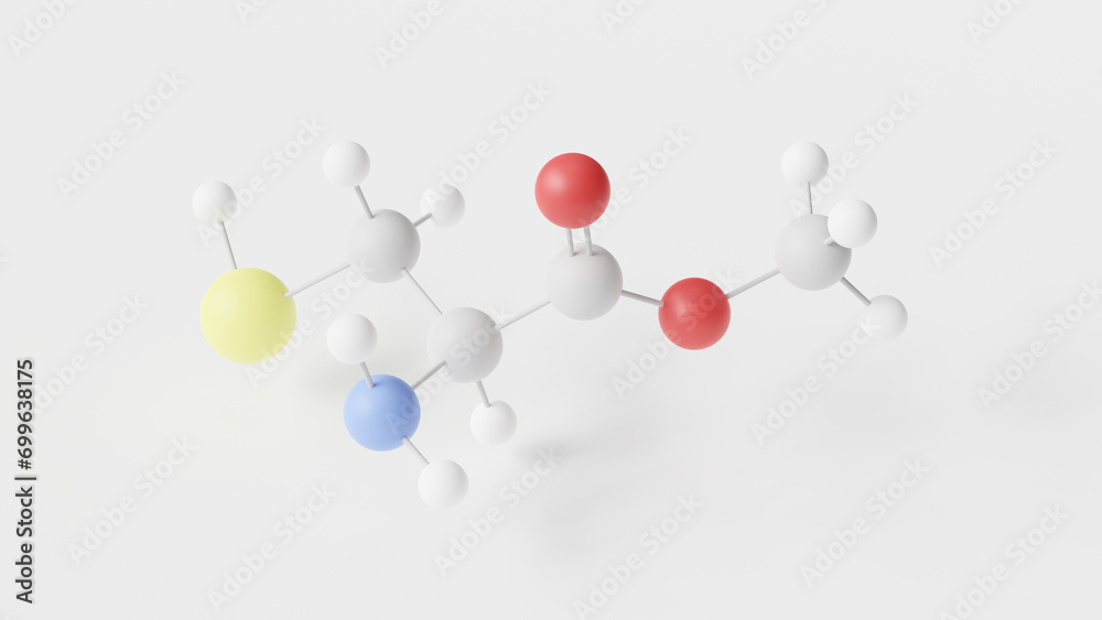 cysteine methyl ester molecule 3d, molecular structure, ball and stick ...