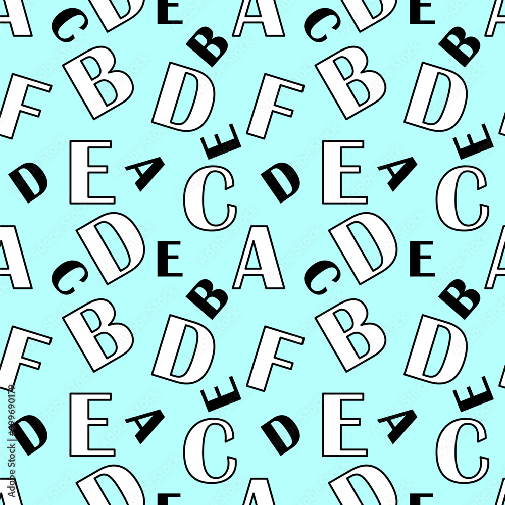 Vector seamless pattern with letters of the alphabet in random order ...