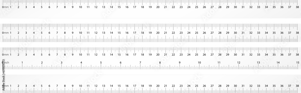 School simple ruler for scale size, length and width of geometrical ...