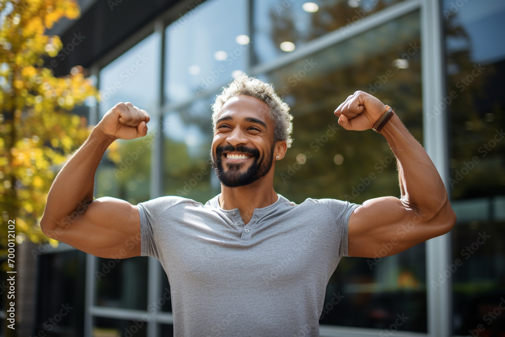 fitness man show his muscles bokeh style background Stock Photo | Adobe ...