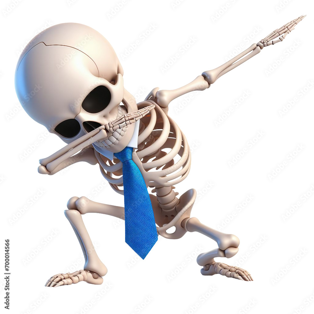 3D Skeleton Wearing Tie and Doing Dab - Isolated on Transparent ...