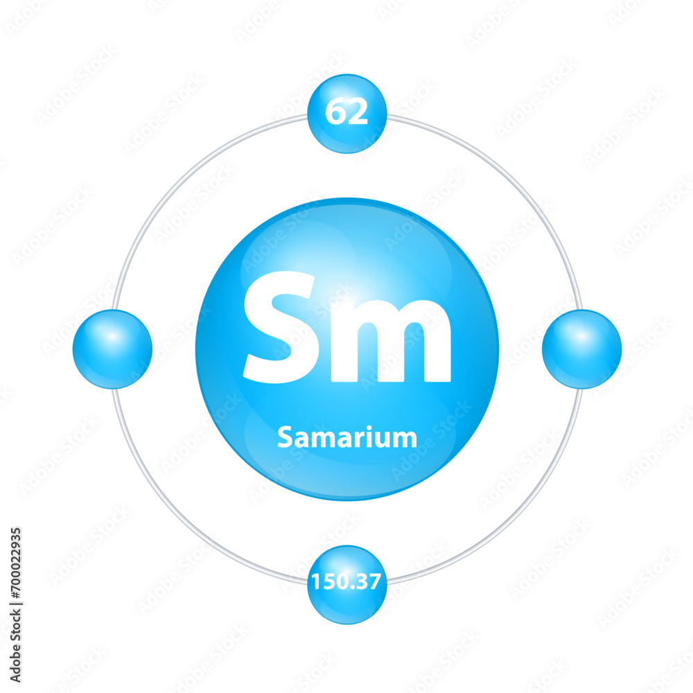 Samarium (Sm) Icon structure chemical element round shape circle light ...