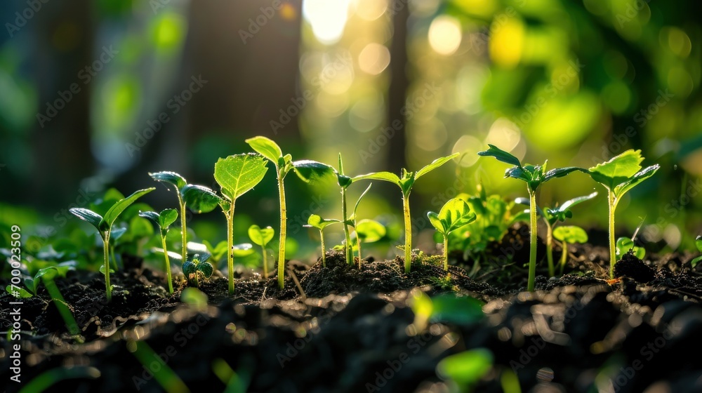 Young plants sprouting and growing, showcasing the early stages of ...