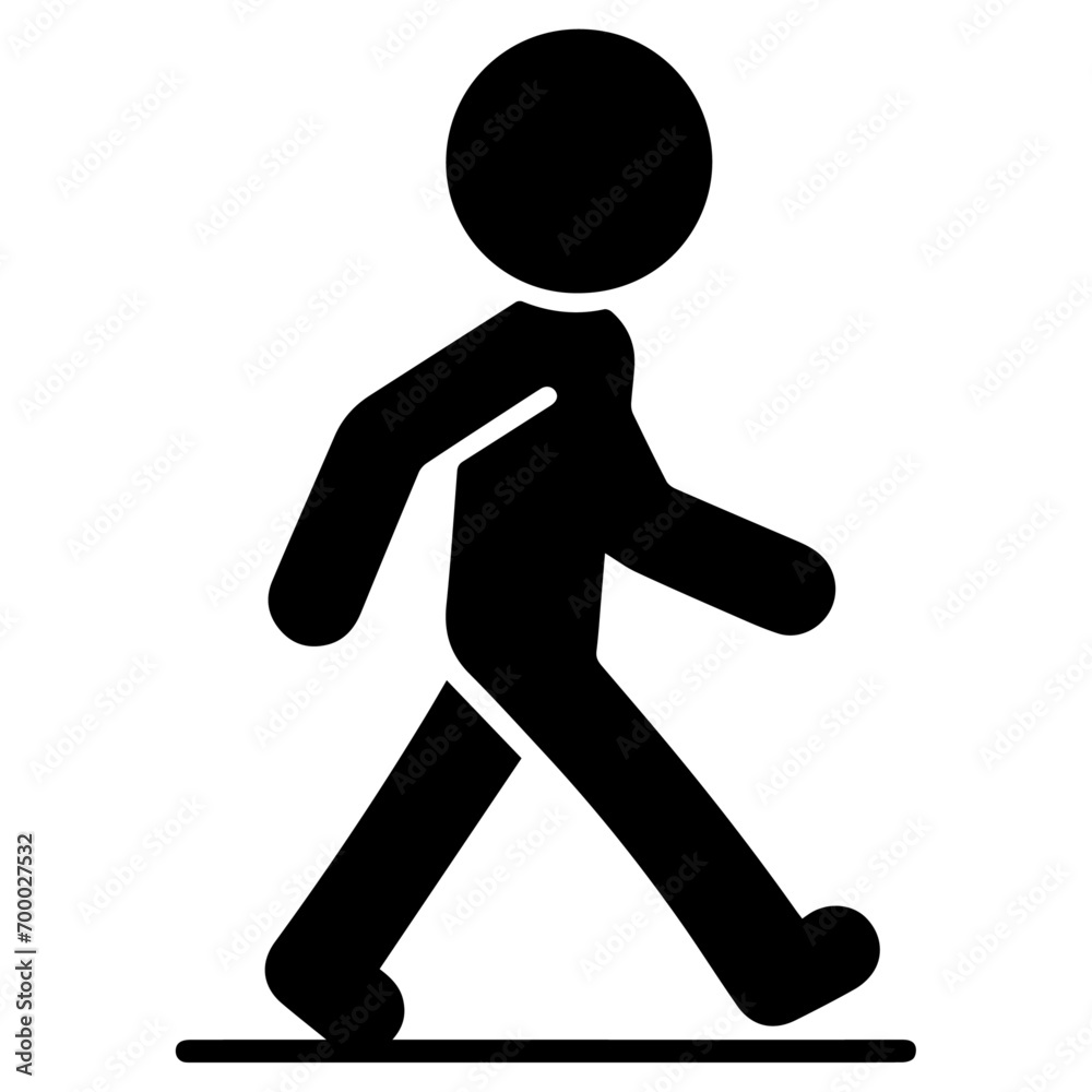 minimal Stick Figure character walking vector silhouette, black color ...