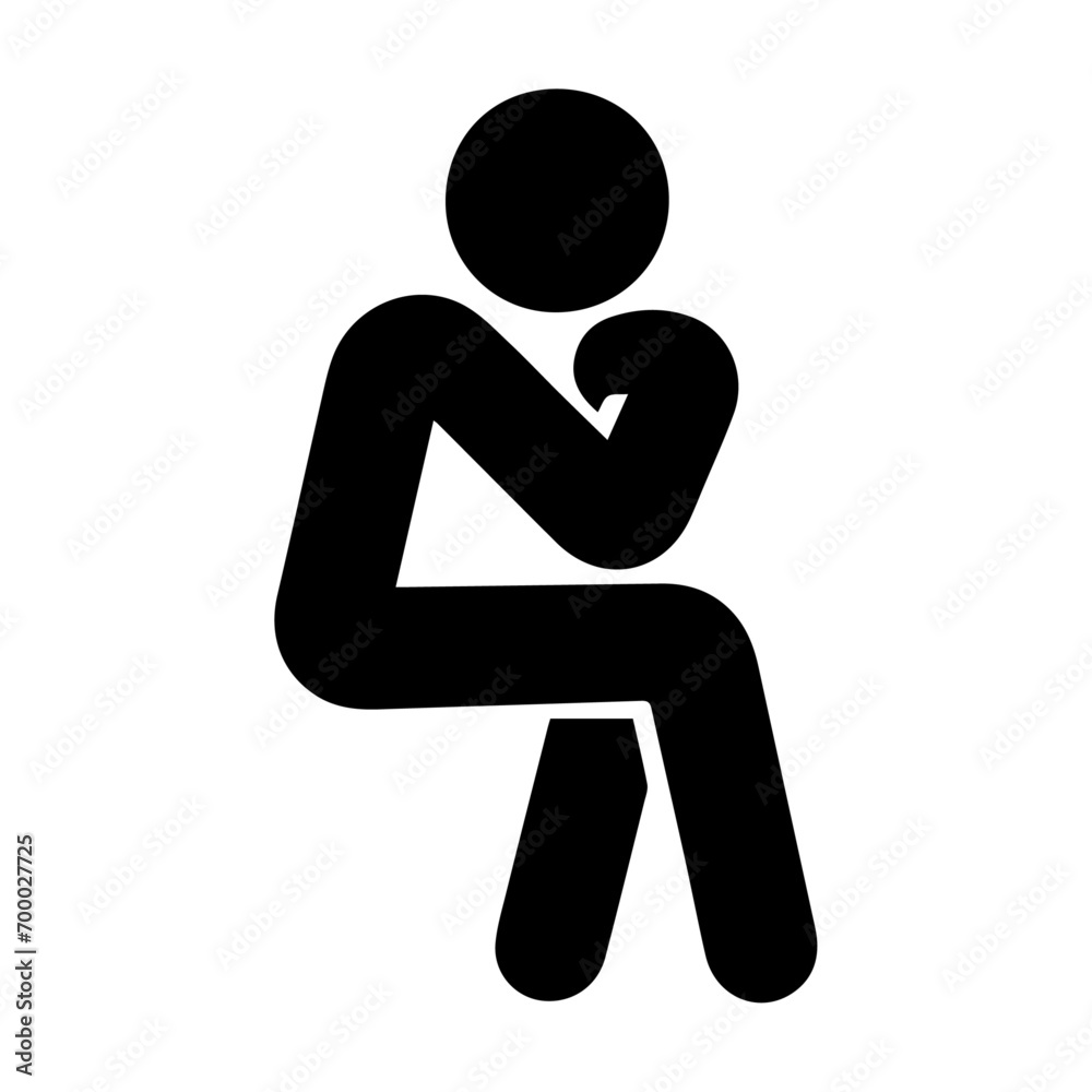 minimal Thinking Stick Figure vector silhouette, black color silhouette ...