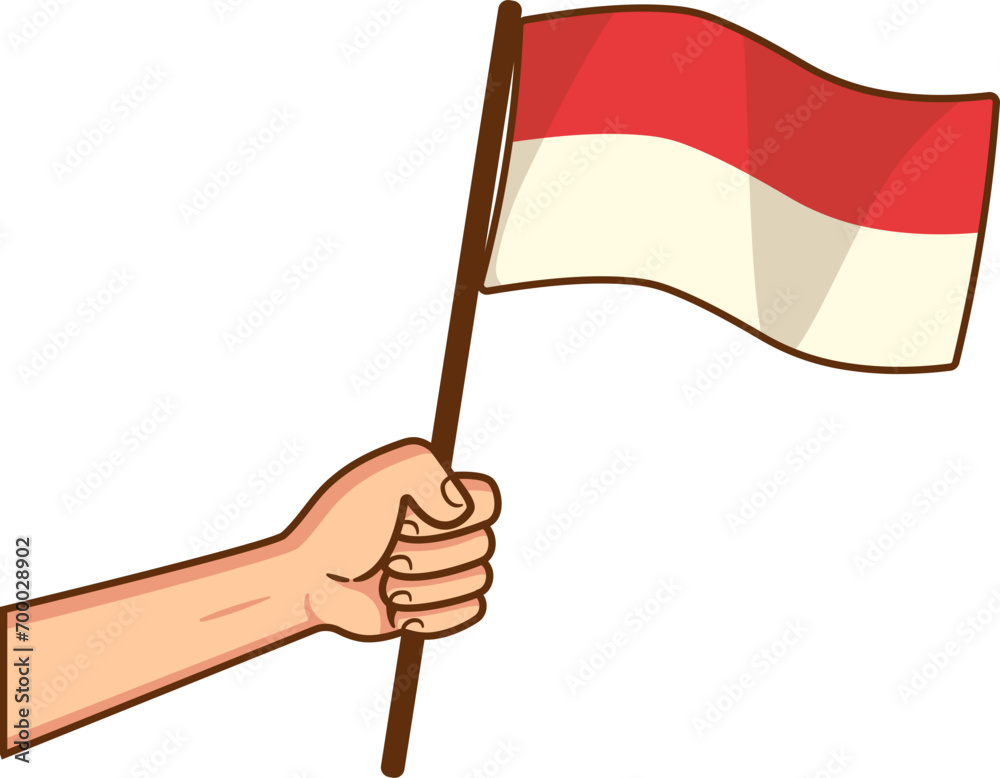 Tangan Indonesia Merdeka Membawa Bendera Merah Putih Stock Vector ...