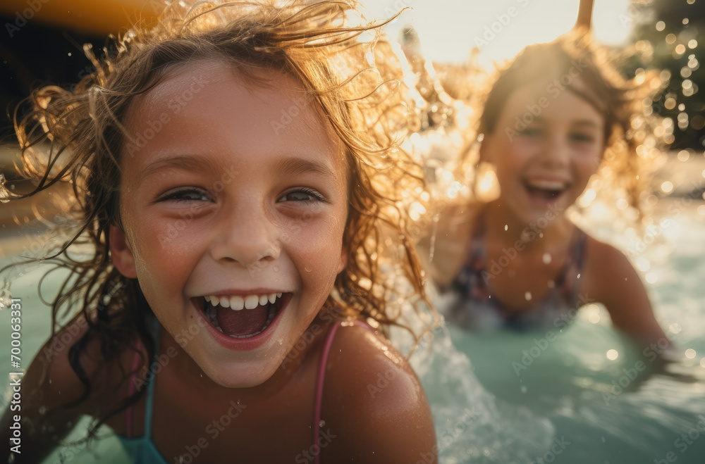water park photo of children splashing Stock Photo | Adobe Stock