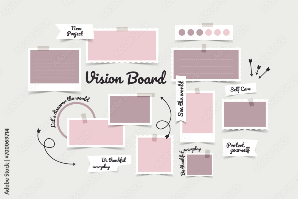 Vector photo collage template moodboard pictures grids vector ...