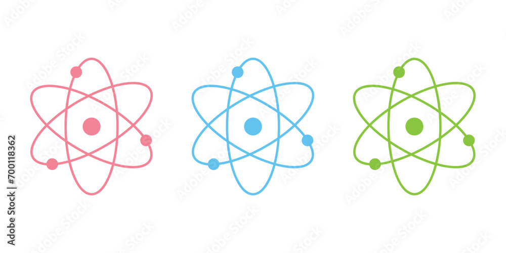 Atom icons. Atom icon symbol vector illustration. Nuclear physics ...