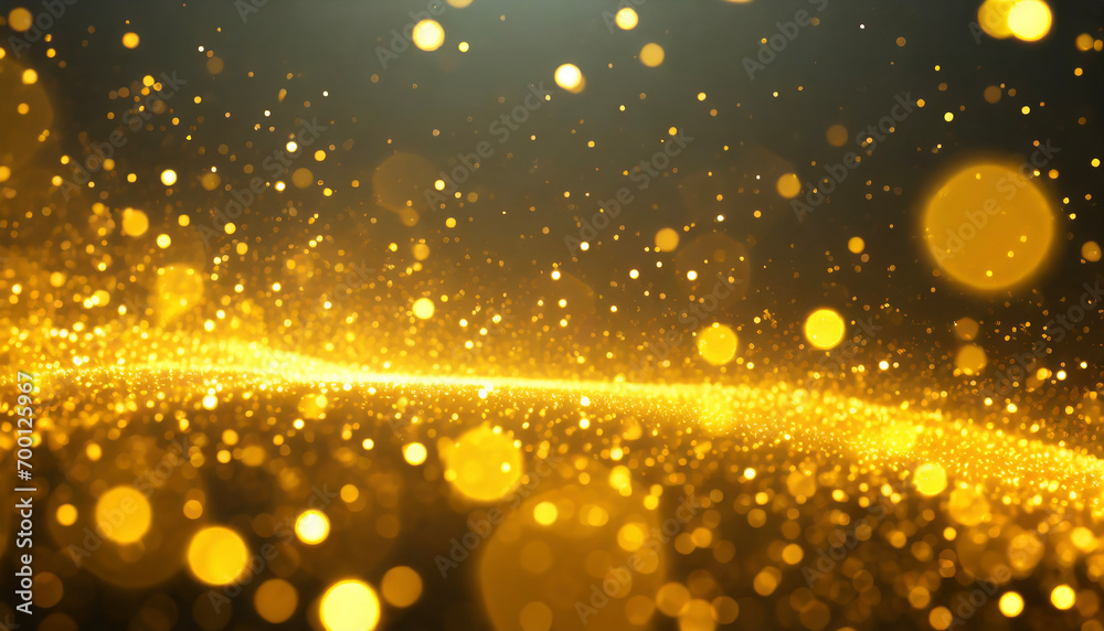 Yellow glow particle abstract bokeh background for design and web banner, wallpaper, invitation ...