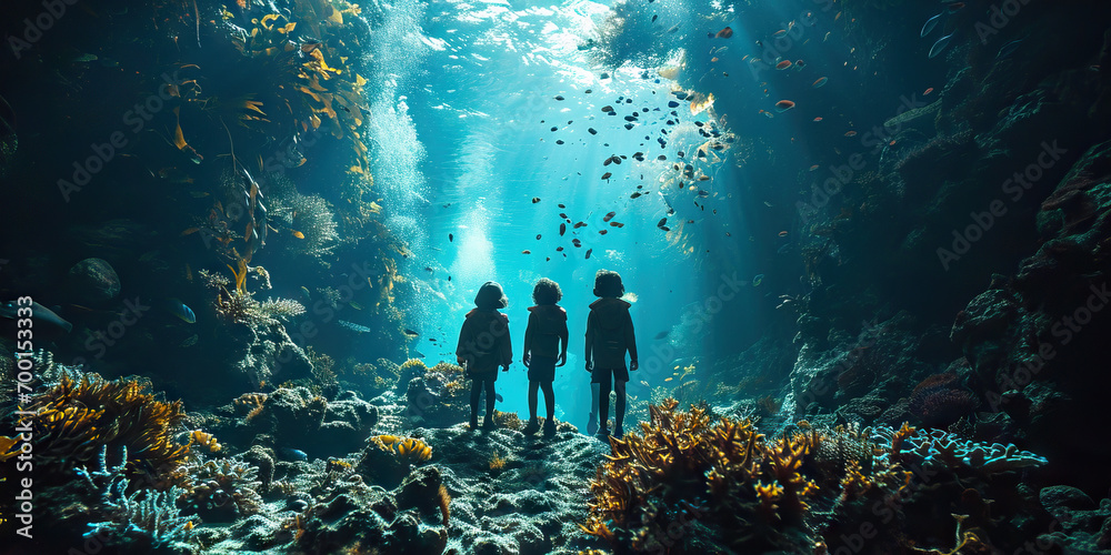 Aquatic Wonder: Kids Excitedly Observing the Fascinating Marine Life at ...