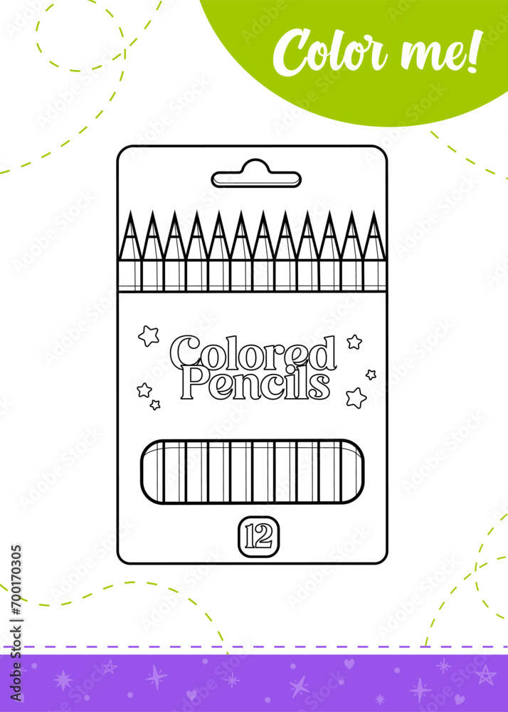 Coloring page for kids with packaging of coloring pencils. A printable ...