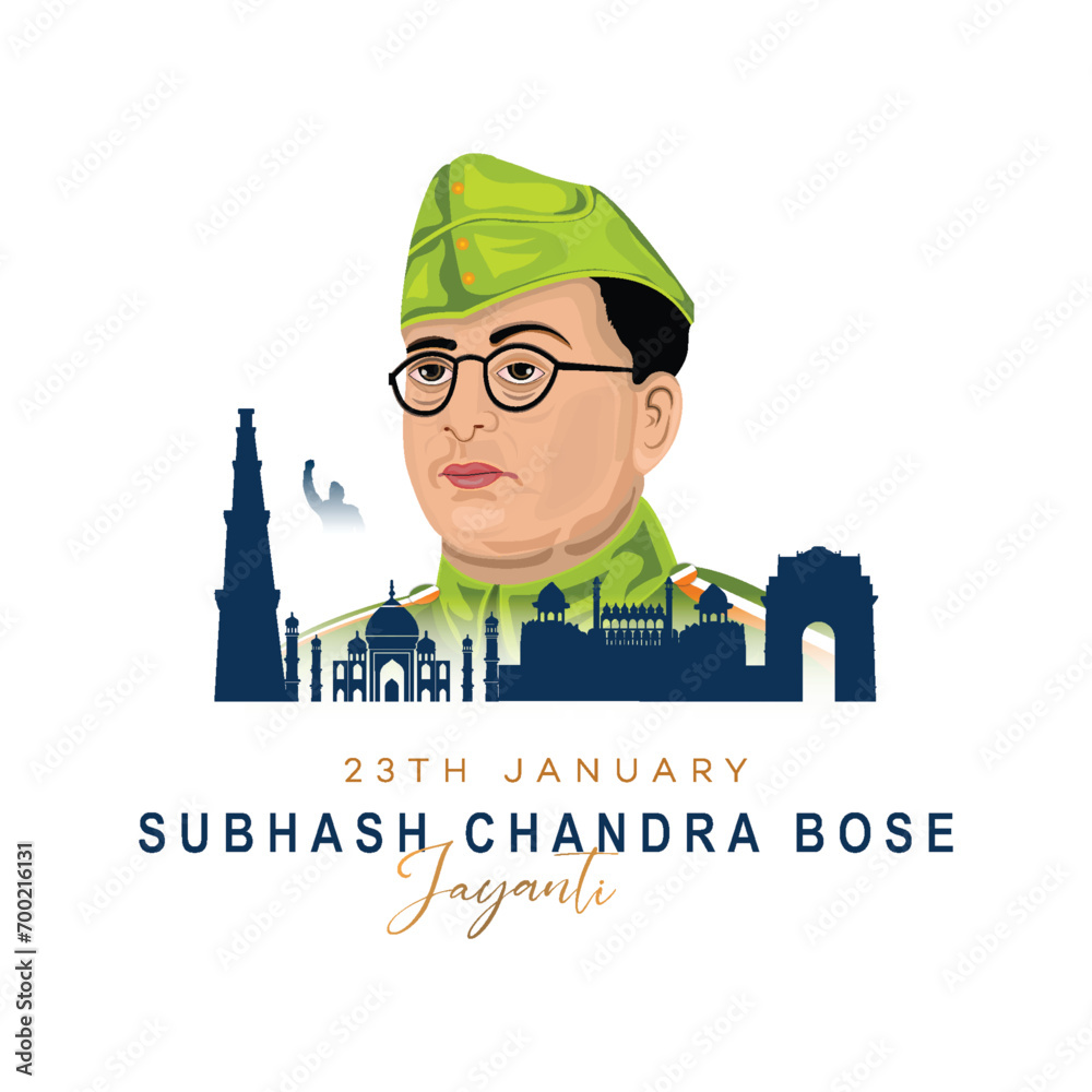 Subhas, Chandra, Bose, poster, 23rd January Vector post, story, banner ...