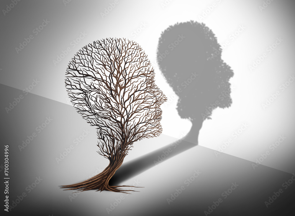 Emotion and mood disorder recovery as a tree shaped as two human faces ...