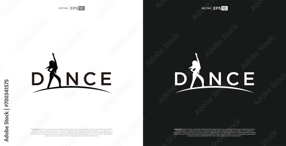 dancing modern logo text lettering typography. dance logo Stock Vector ...
