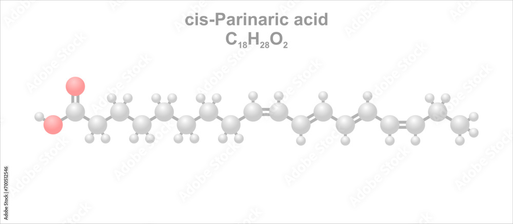 Cis-Parinaric acid. Simplified scheme of the molecule. Occurs in plants ...