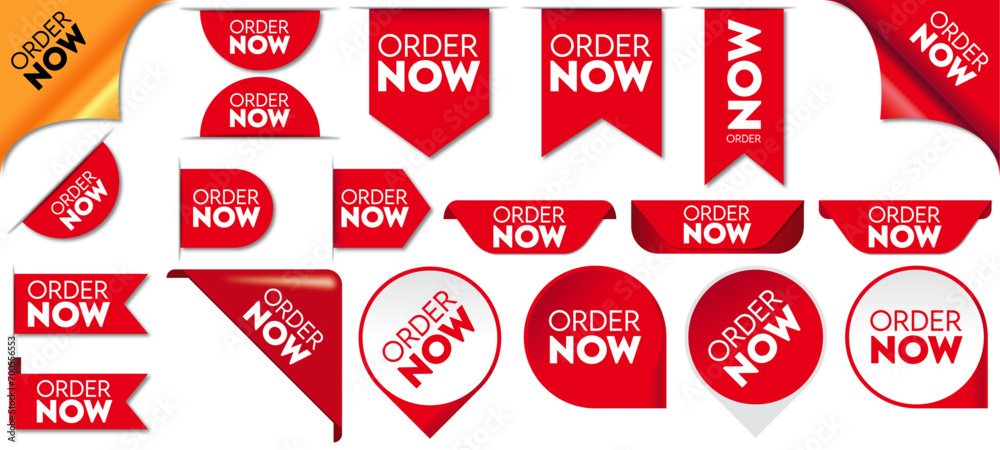 Order now red ribbons bookmark or banner corner vector illustration ...